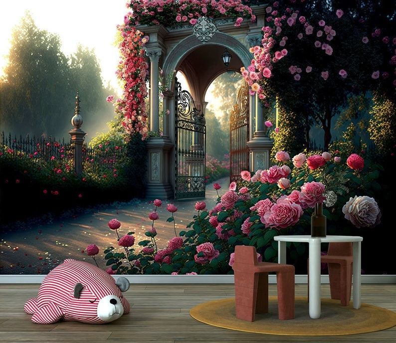 Wall Mural Decal - Garden with Arbor, Wallpaper or Tapestry – Pulaton ...