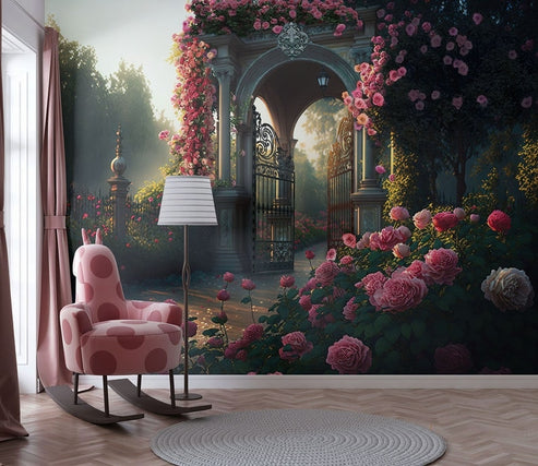 Wall Mural Decal - Garden with Arbor, Wallpaper or Tapestry – Pulaton ...