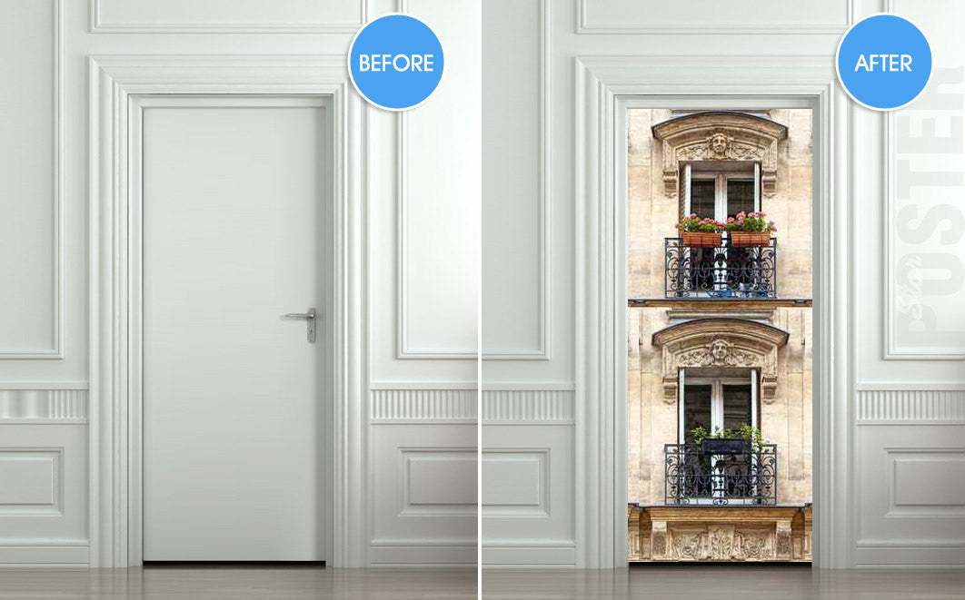 Door sticker cover - Gothic balcony 30"x80"(77x203 cm), self-adhesive ...