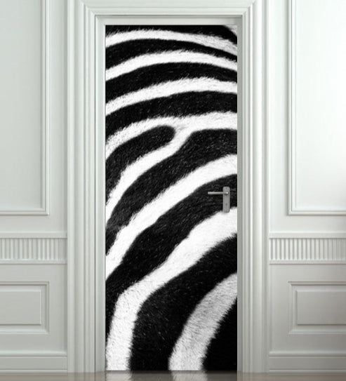 Door STICKER zebra zoo Madagascar Africa animal mural, self-adhesive ...
